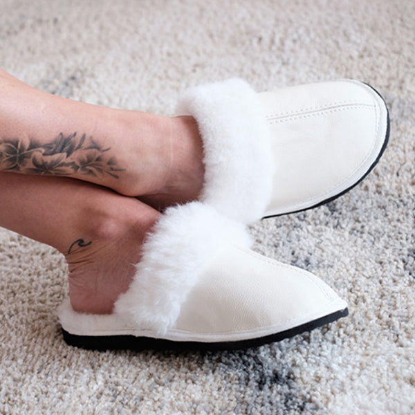 Ivory White Sheepskin Slippers – Sheepskin Slippers SA