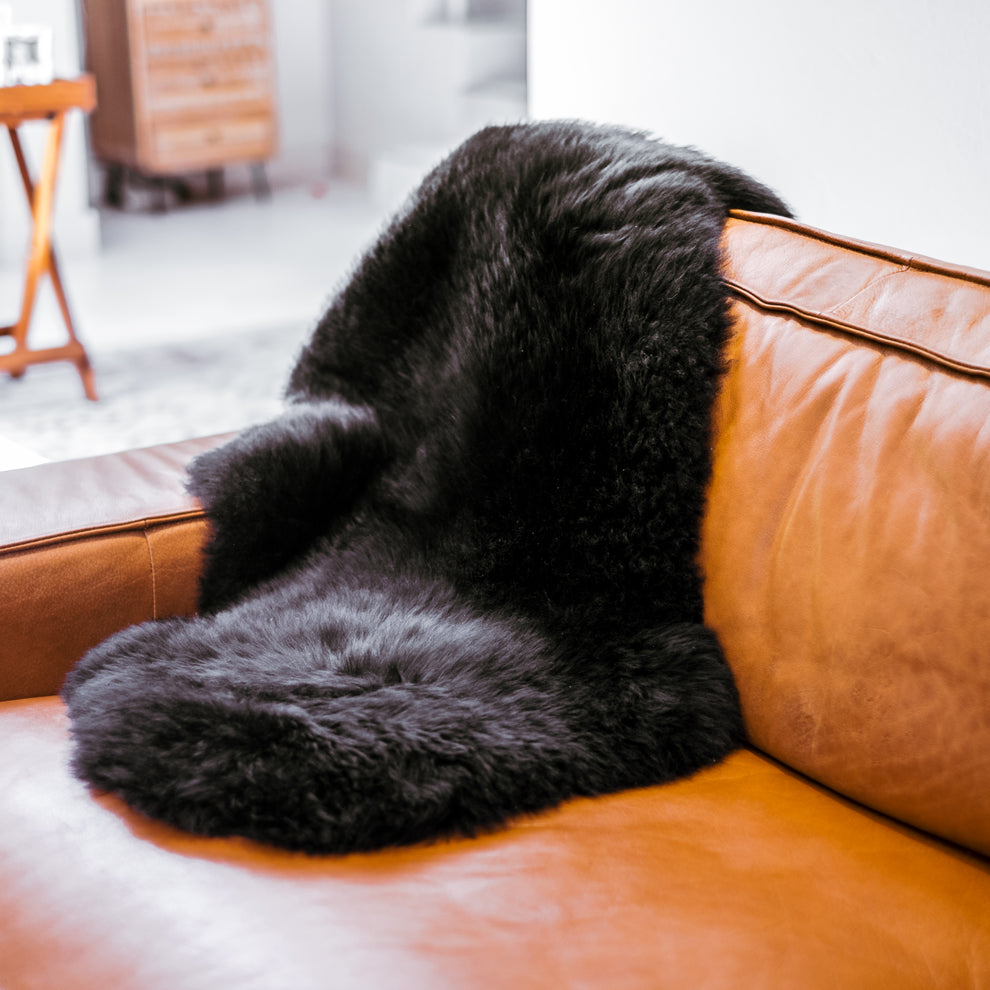 Long Wool Sheepskin | Black – Sheepskin Slippers SA