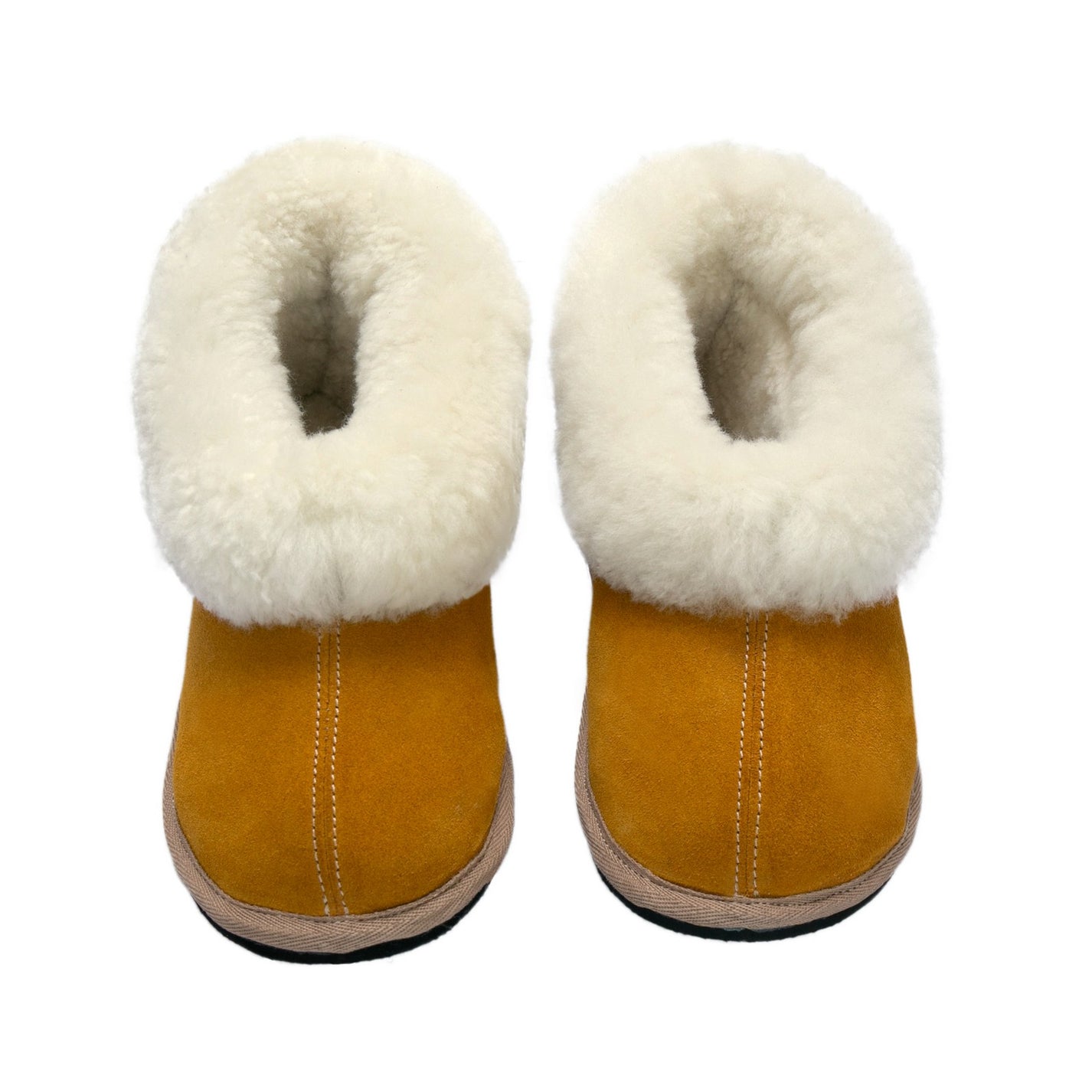 Mustard Suede Sheepskin Slippers – Sheepskin Slippers SA