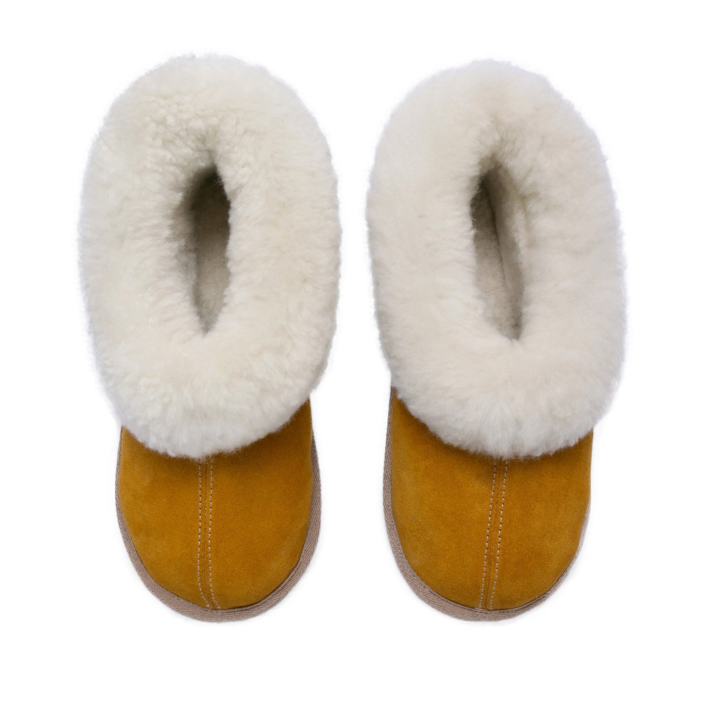Mustard Suede Sheepskin Slippers – Sheepskin Slippers SA