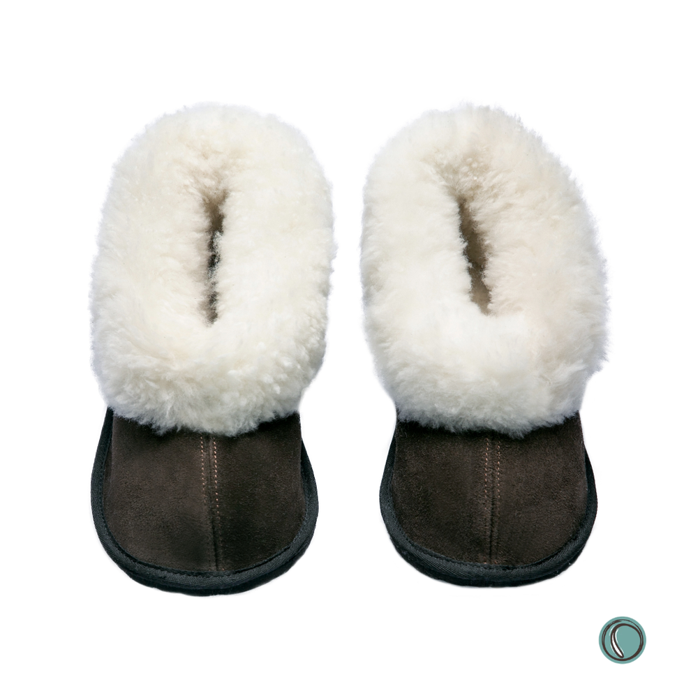 Cosy Shepherd Slippers | Sheepskin & Suede | Chocolate Brown | Unisex ...