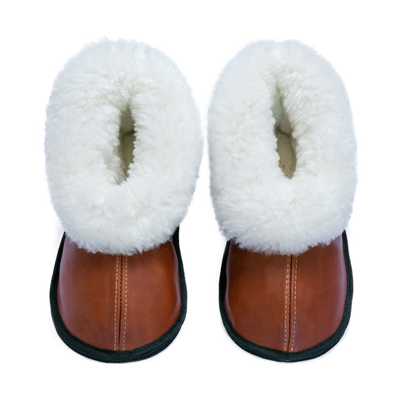 Gingerbread Leather Sheepskin Slippers – Sheepskin Slippers SA