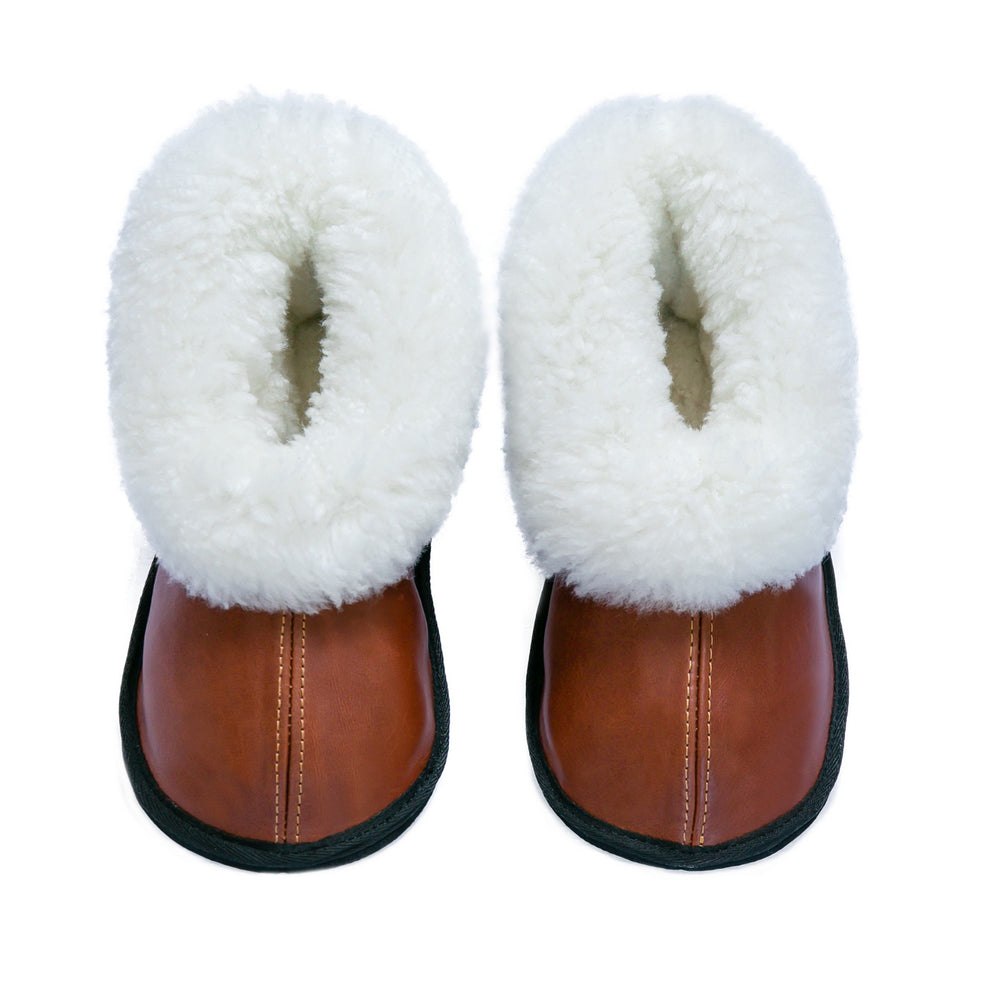 Gingerbread Leather Sheepskin Slippers – Sheepskin Slippers SA
